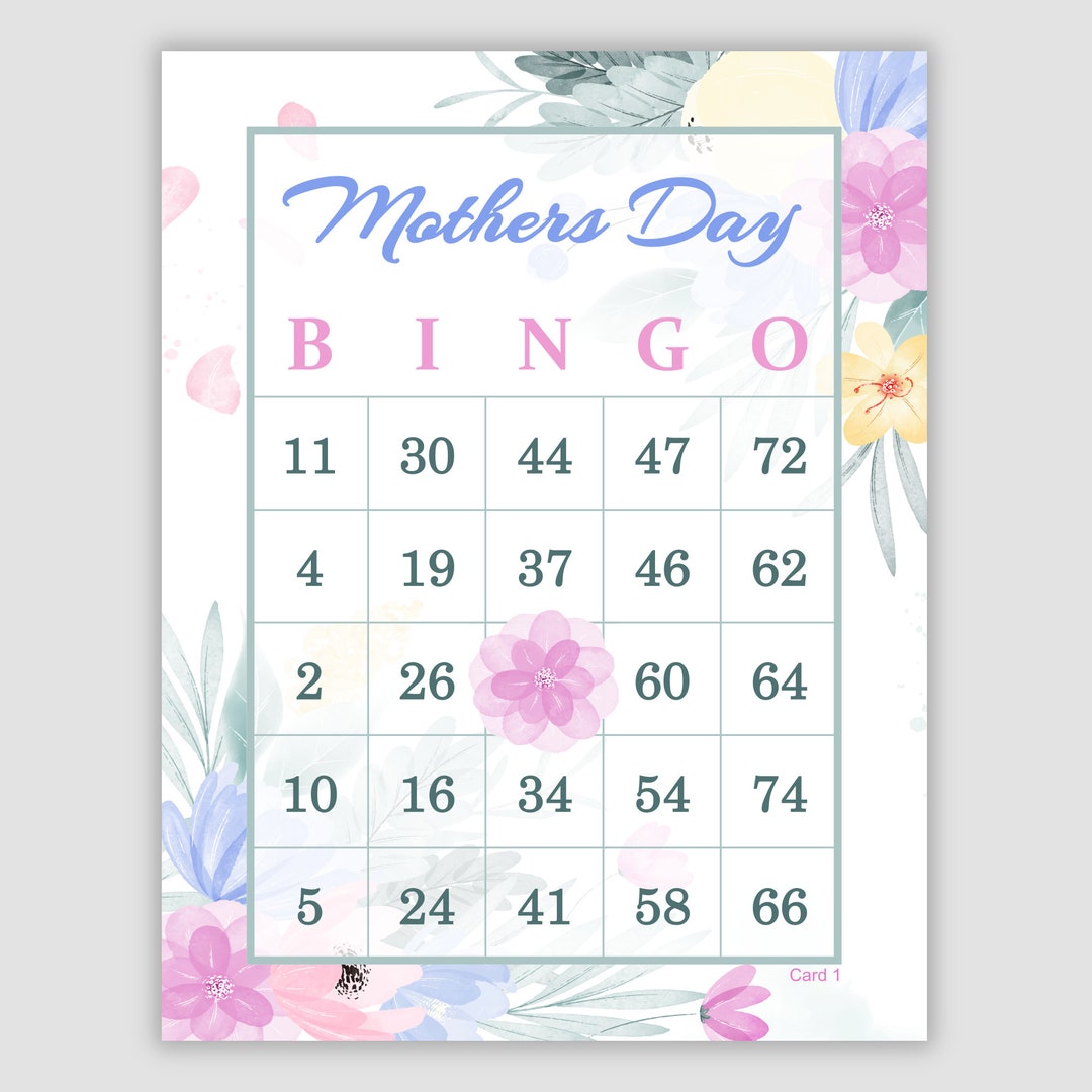 100 Mother's Day Bingo Cards Pdf Download, 1, 2, and 4 per Page, 75 ...