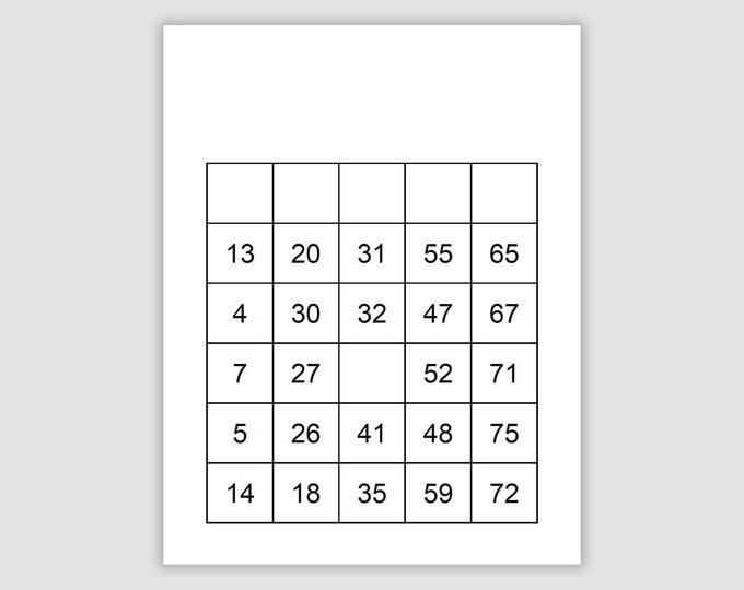Blank Bingo Card Template Fun Bingo Party Game Printable Bingo Game ...