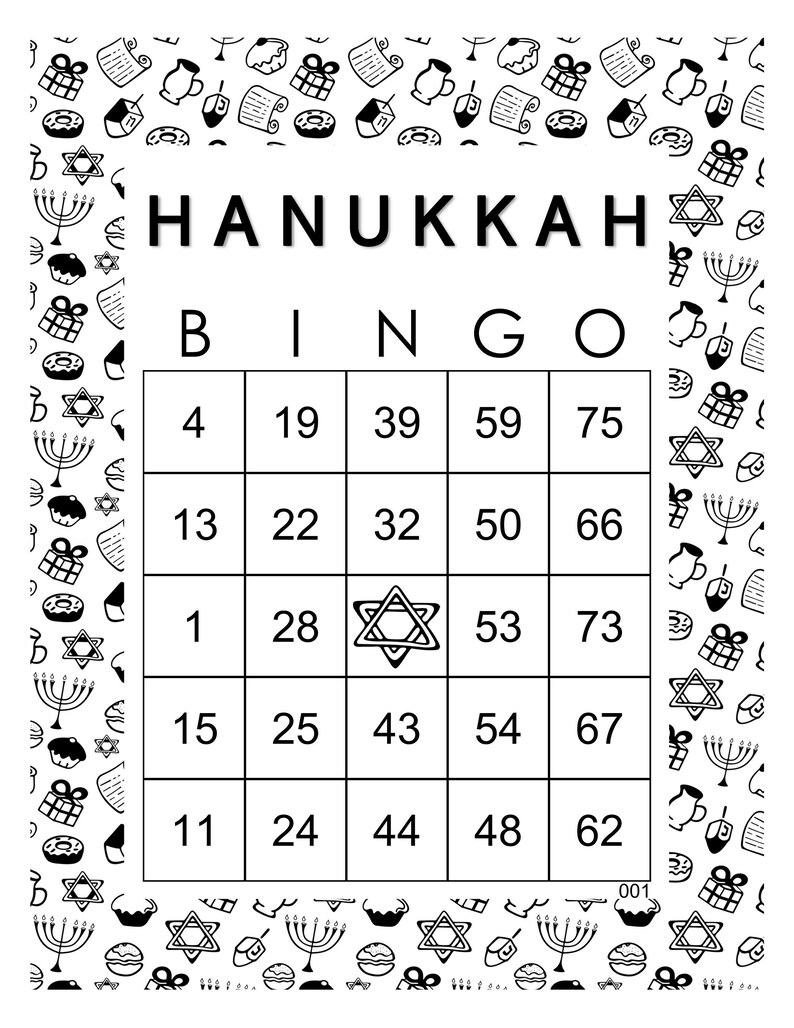 200 Hanukkah Bingo Cards Pdf Download 1 2 and 4 per Page - Etsy