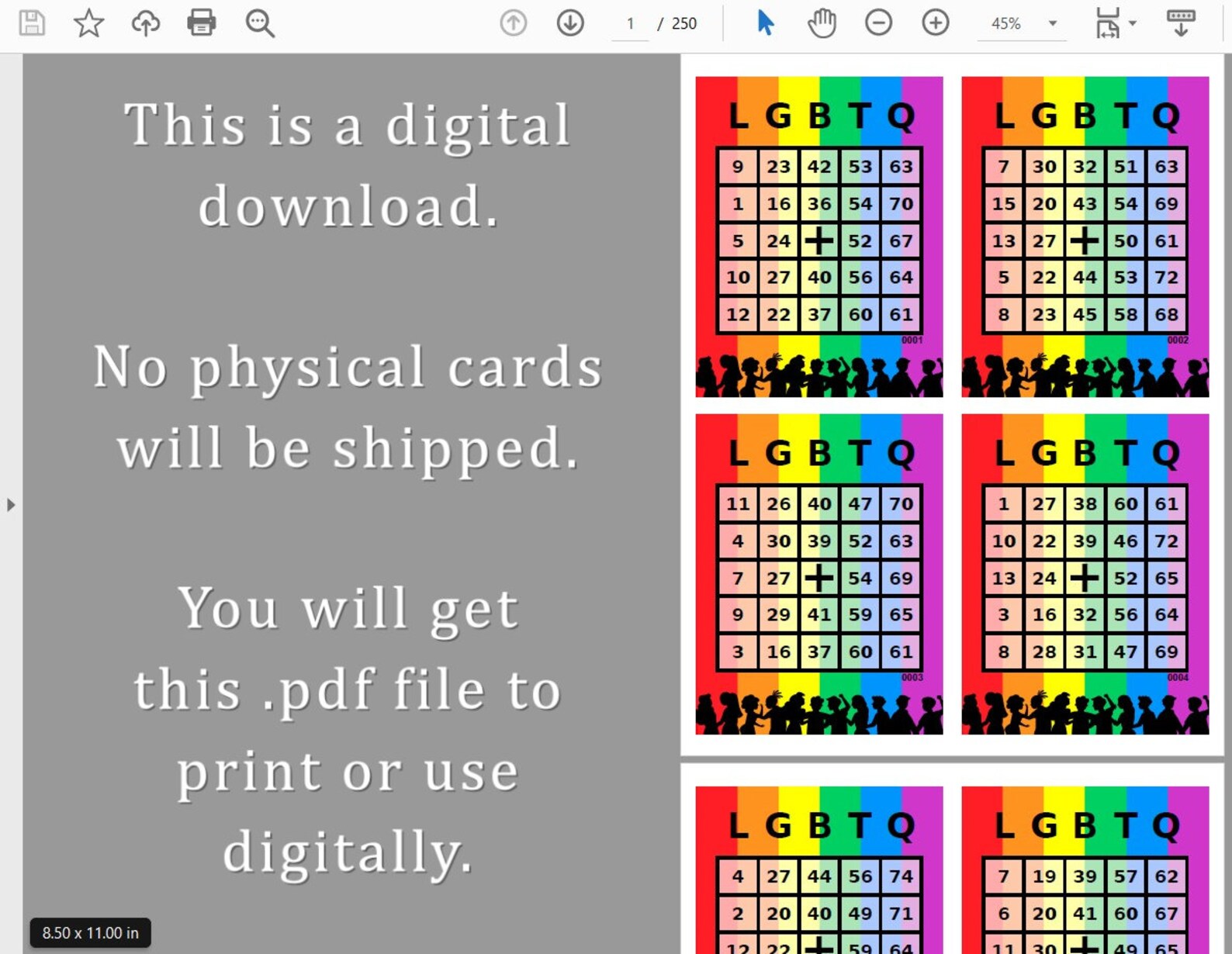 1000 LGBTQ Bingo Cards Pdf Download, 1, 2, and 4 per Page, Instant ...