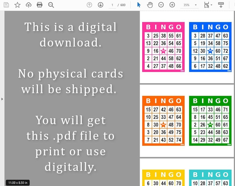 1200 Bingo Cards Pdf Download, 1, 2, 4, and 6 per Page, Instant ...