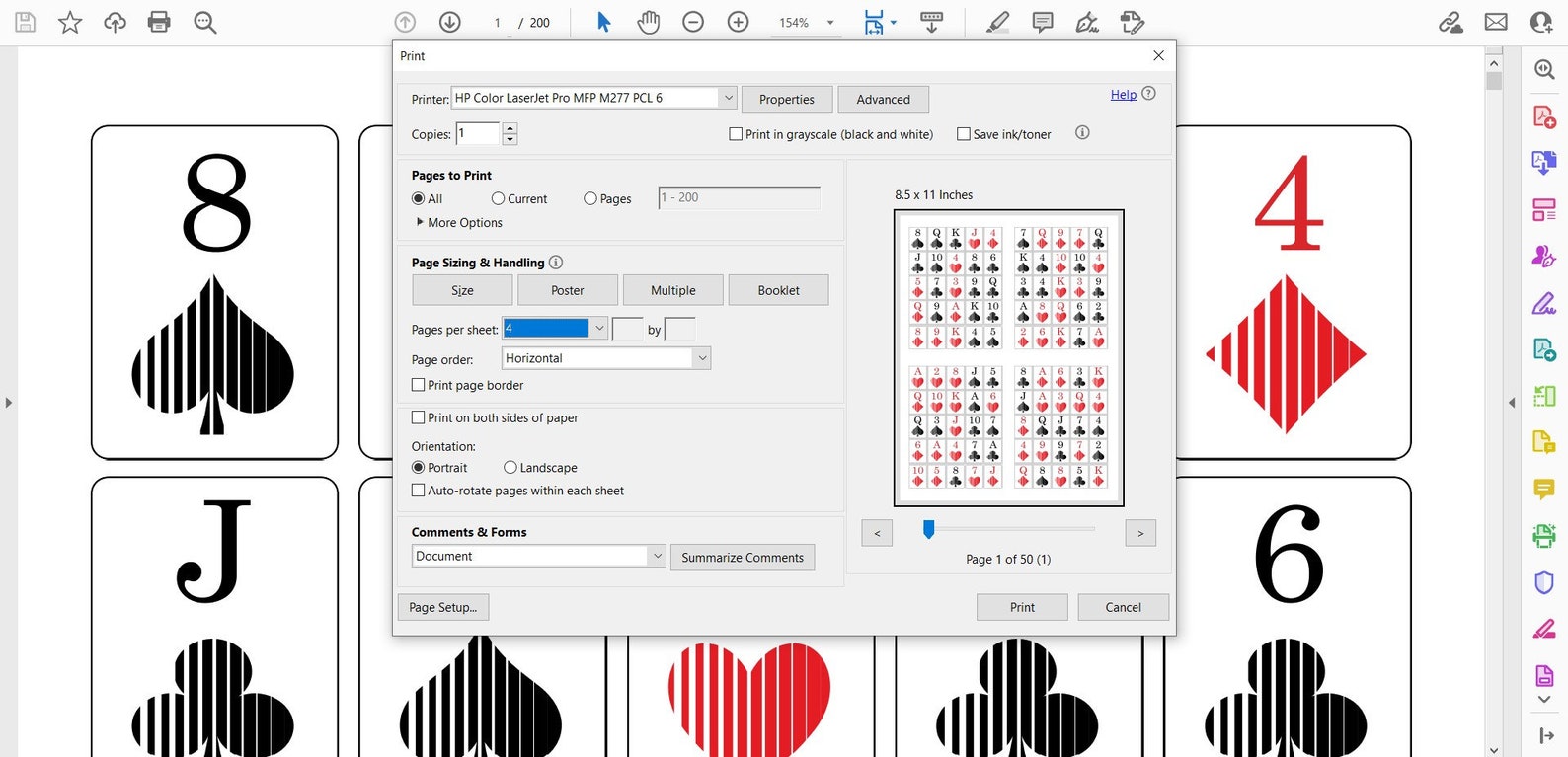 200 Large Print Poker Bingo Cards Set 3, Instant Printable Pdf Download ...