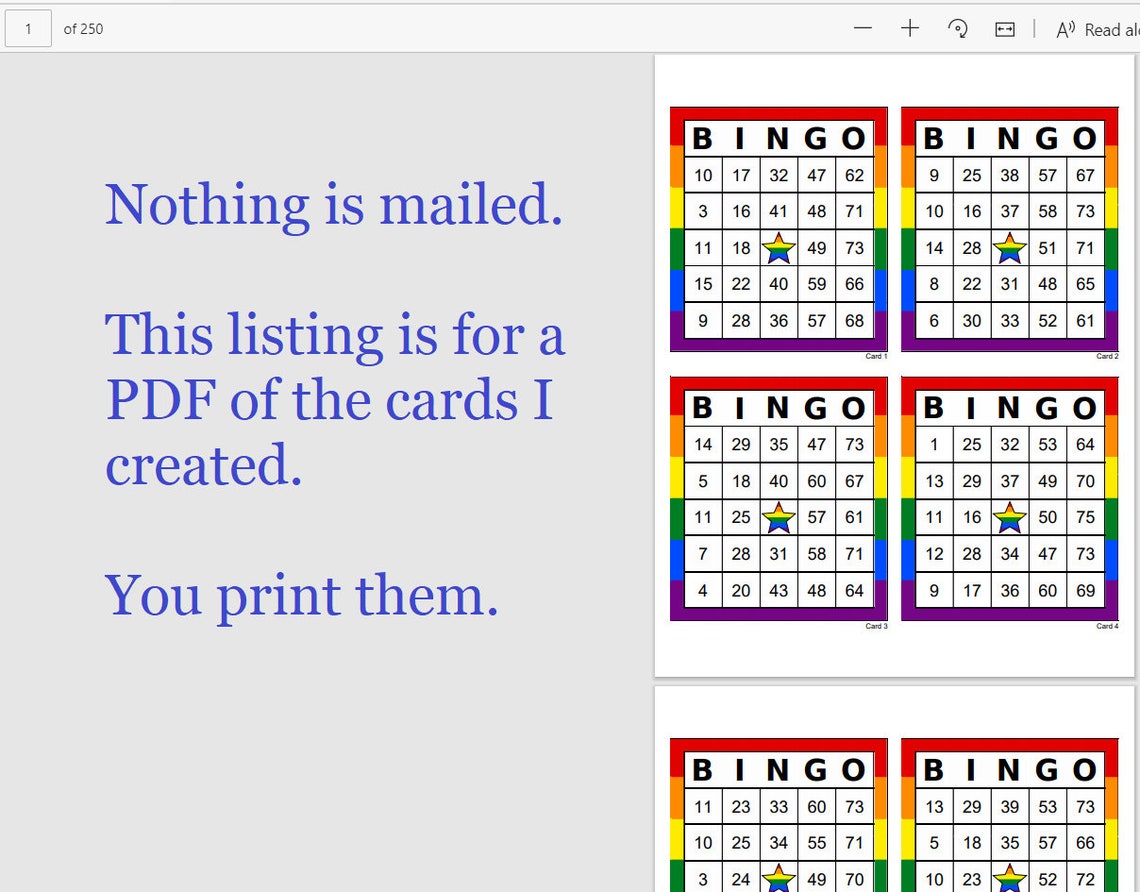 1000 Rainbow Bingo Cards Pdf Download 1 2 4 and 6 per - Etsy