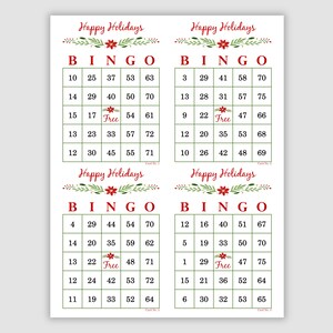 1000 Happy Holidays Bingo Cards Pdf Download, 4 per Page, Instant ...