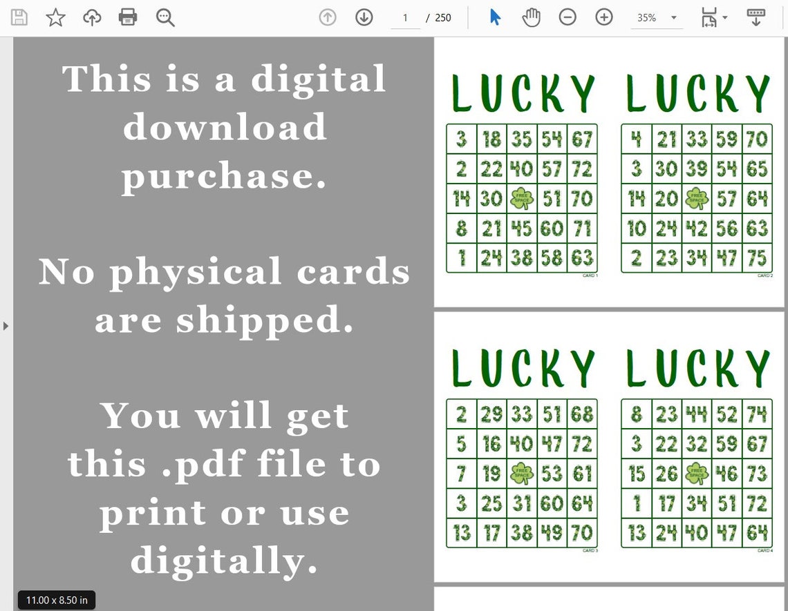 500 Bingo Cards Pdf Download, 1, 2, and 4 per Page, Instant Printable ...