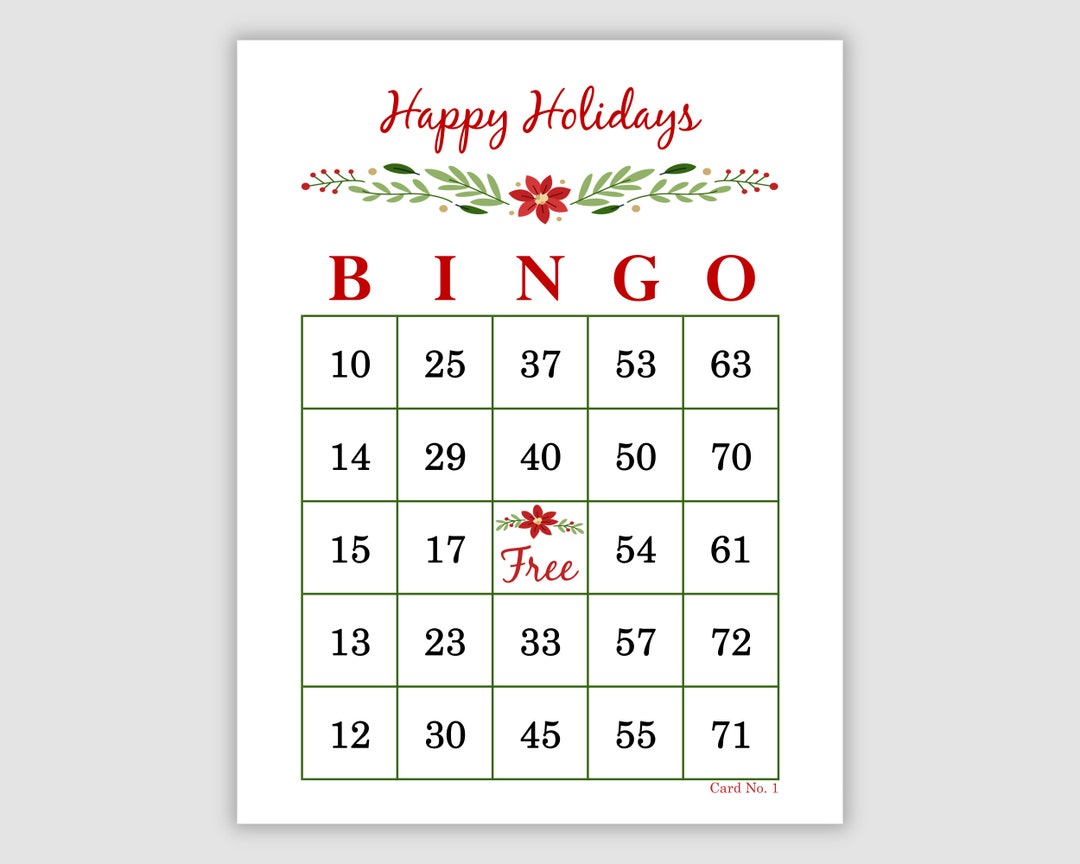 200 Happy Holidays Bingo Cards, 1, 2, and 4 per Page, Fun Instant ...