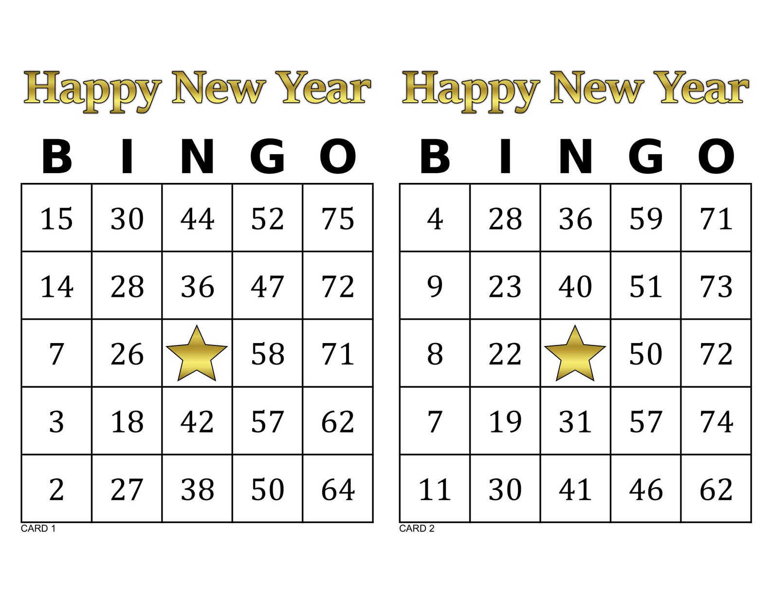 1000 Happy New Year Bingo Cards Pdf Download Prints 2 per - Etsy