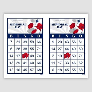 1000 Memorial Day Bingo Cards Pdf Download, 1, 2, and 4 per Page ...
