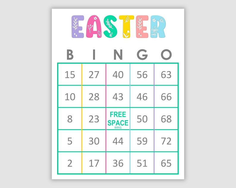 1000 Easter Bingo Cards Large Print Pdf Download, 1, 2, and 4 per Page ...