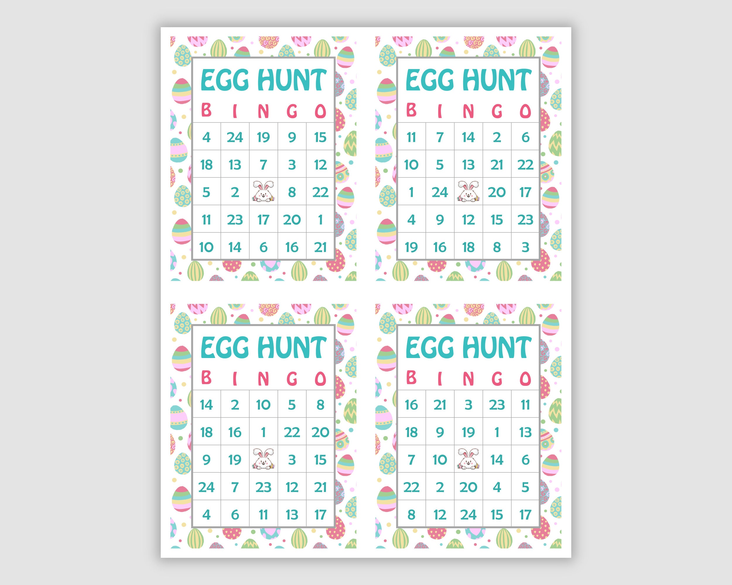 100 Egg Hunt Bingo Cards, 1, 2, and 4 per Page, Bingo or Scavenger Hunt ...