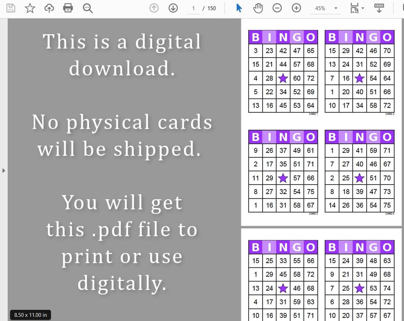 600 Bingo Cards Pdf Download, 1, 2, 4, and 6 per Page, Instant ...