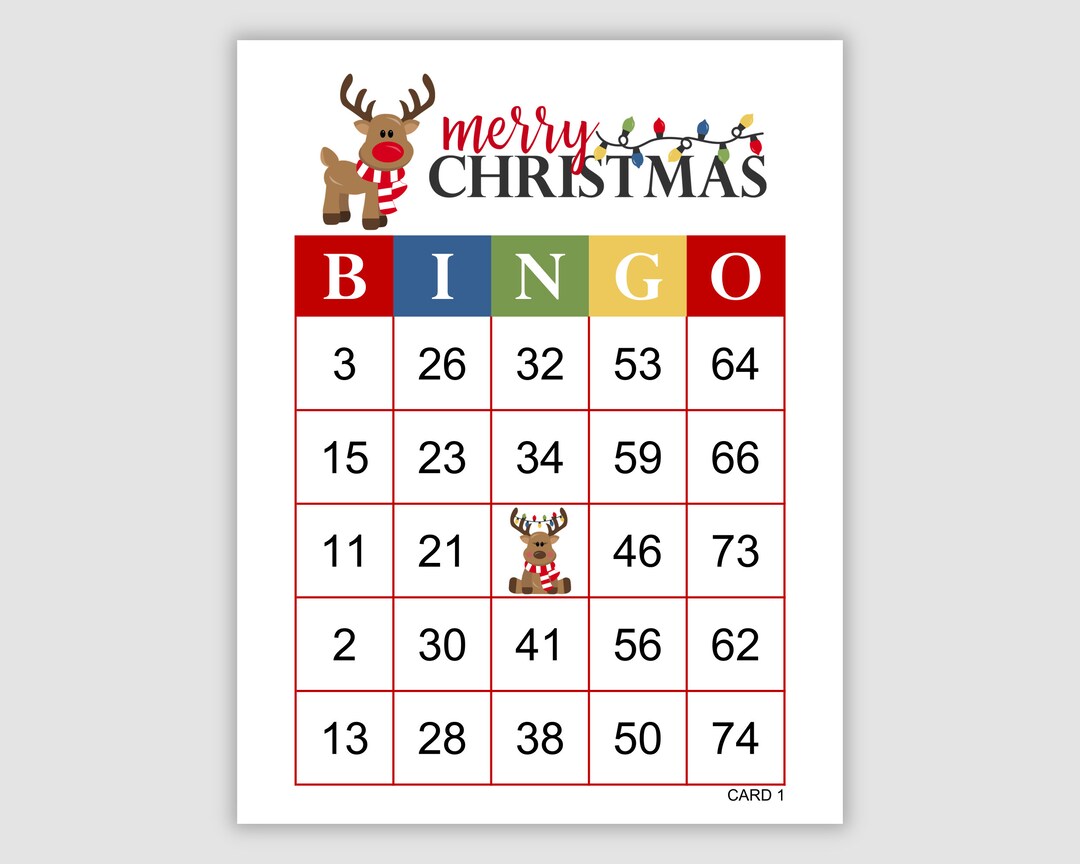 1000 Christmas Bingo Cards, 1, 2, and 4 per Page, Reindeer Fun ...