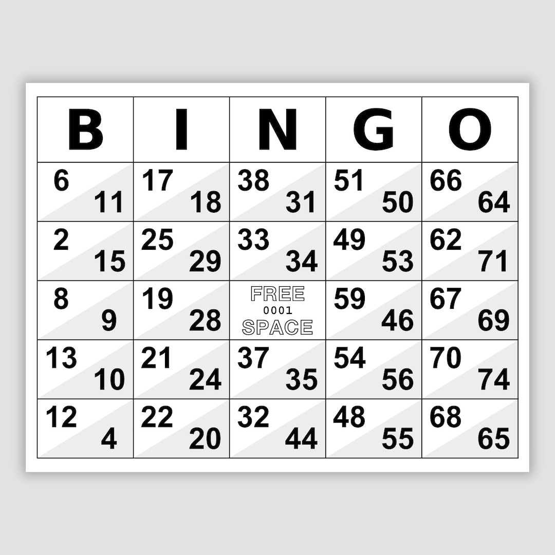 1000 Double Bingo Cards Pdf Download, 1, 2, and 4 per Page, Instant ...