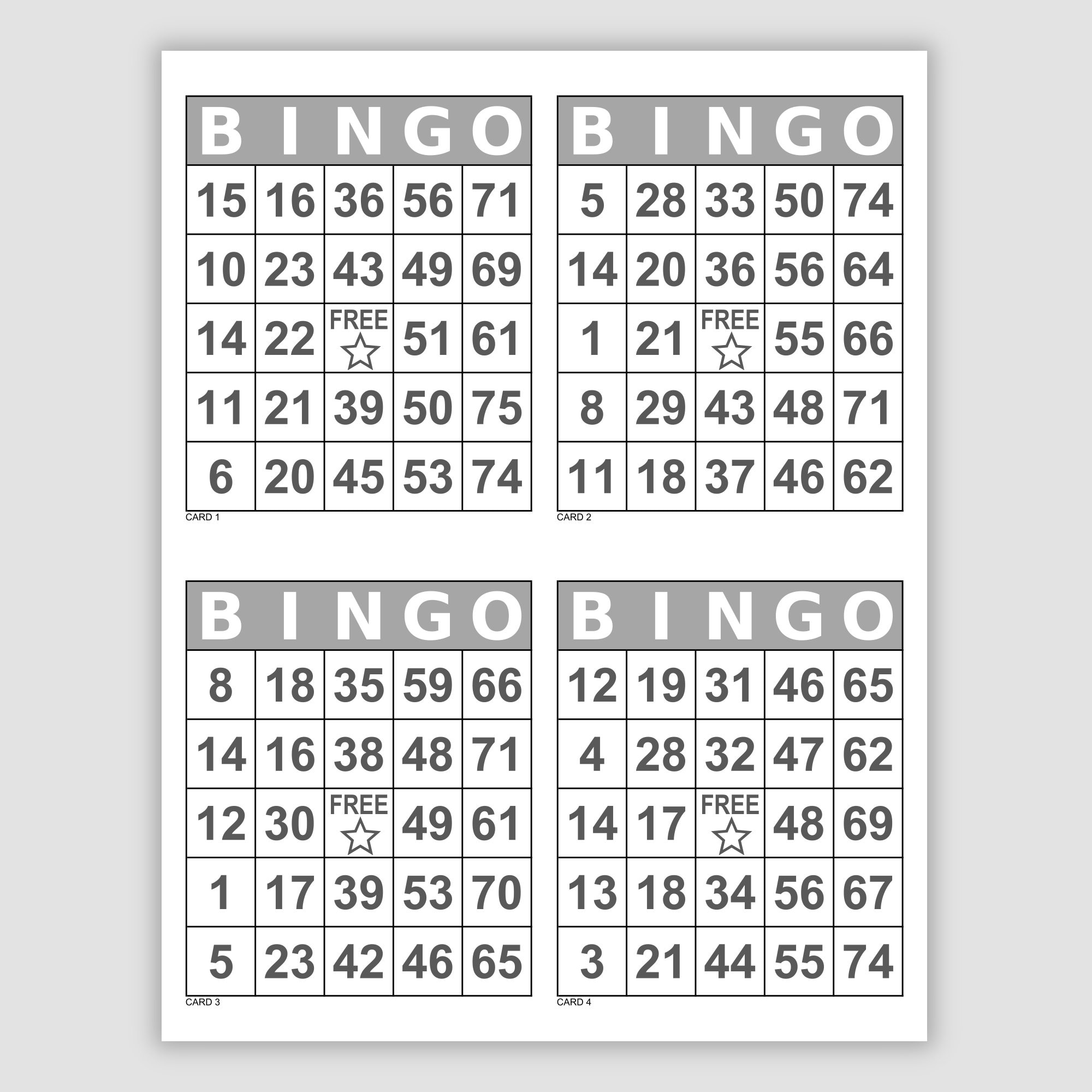 500 Bingo Cards Pdf Download, 1, 2, and 4 per Page, Jumbo Large Print ...