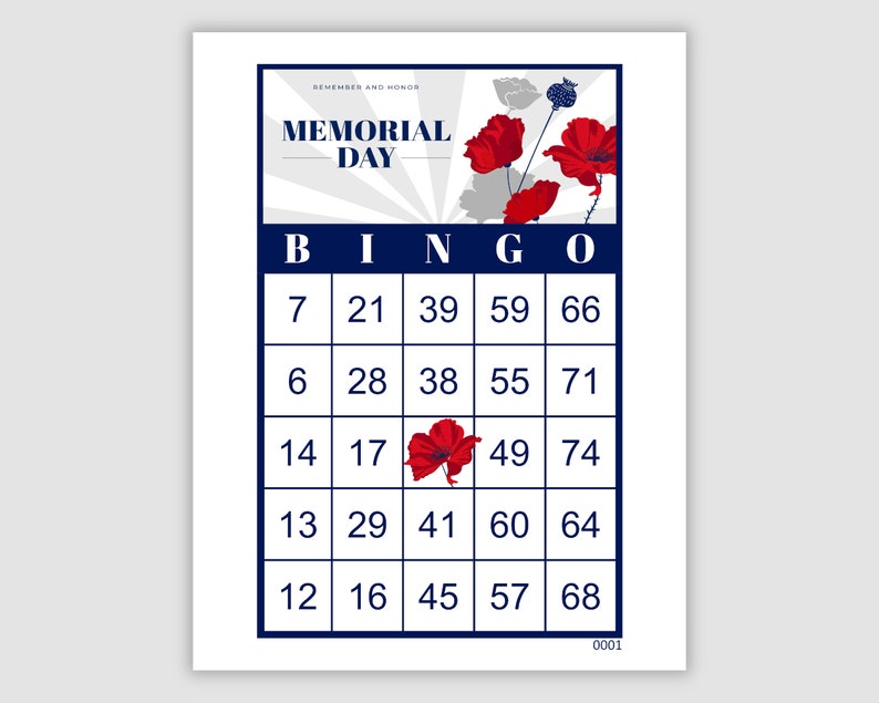 1000 Memorial Day Bingo Cards Pdf Download, 1, 2, and 4 per Page ...