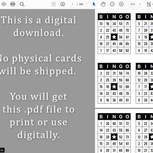 1200 Bingo Cards Pdf Download, 1, 2, 4, and 6 per Page, Instant Printable Fun Party Game, 75 ...
