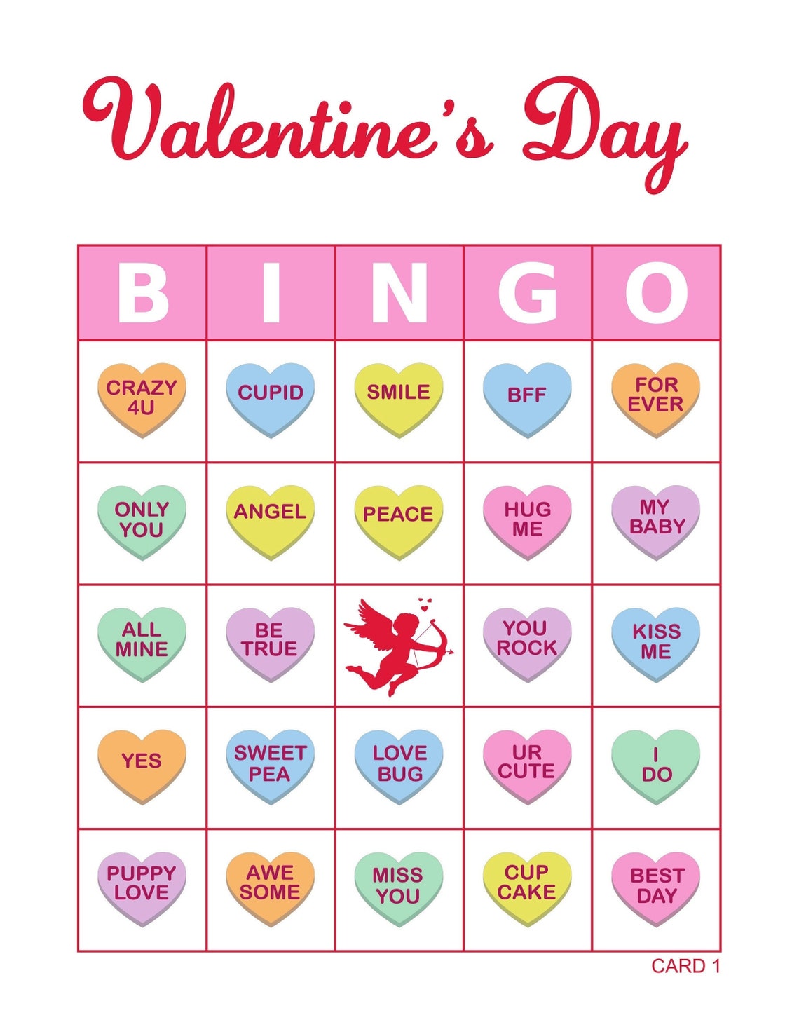 1000 Valentines Day Bingo Cards Pdf Download 1 per Page 36 - Etsy