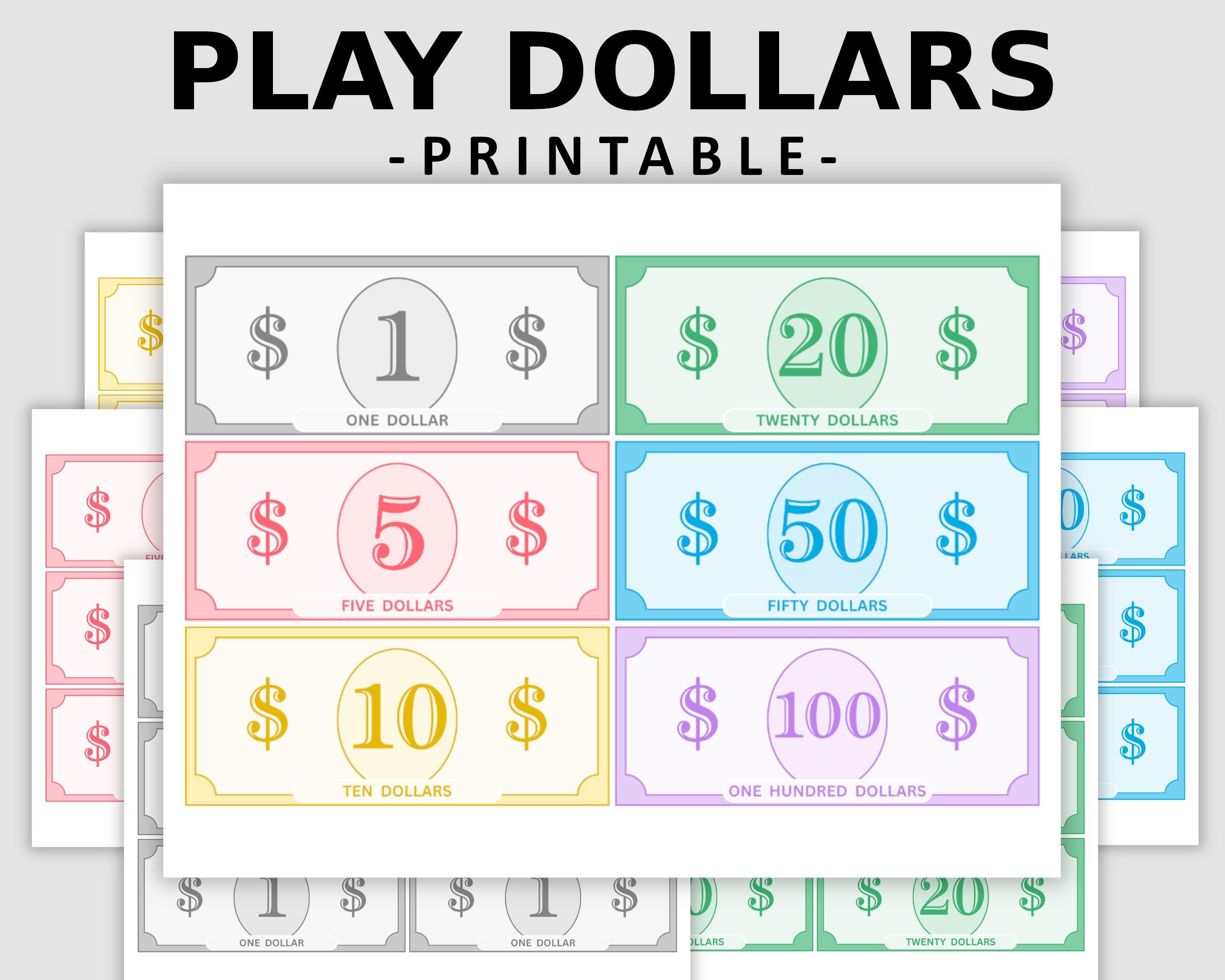Pretend Play Money Dollars Printable PDF Game Money Classroom Bucks ...