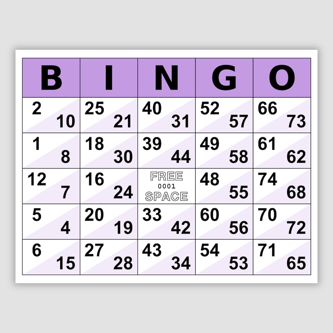 1000 Double Bingo Cards Pdf Download, 1, 2, and 4 per Page, Instant ...