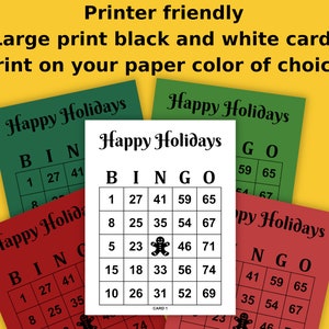 1000 Printable Holiday Bingo Cards, 1 and 2 per Page Instant Pdf ...