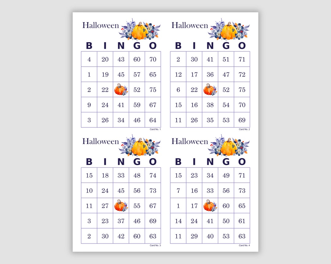 1000 Halloween Bingo Cards Pdf Download, 4 per Page, Instant Printable ...