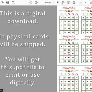 1000 Happy Holidays Bingo Cards Pdf Download, 4 per Page, Instant ...