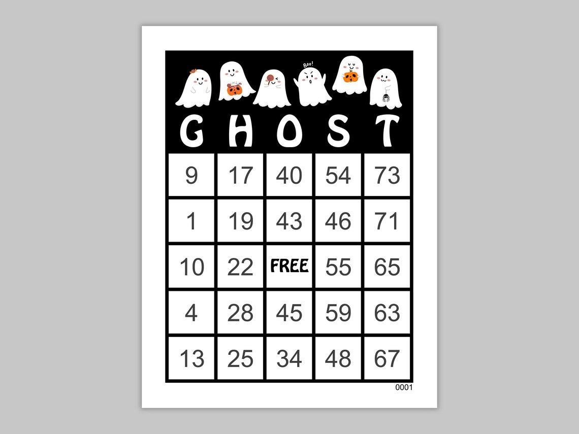 GHOST Bingo Cards 1000 Cards 1 2 and 4 per Page Instant - Etsy