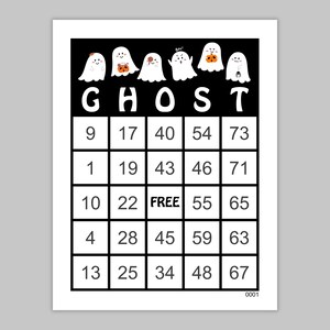 GHOST Bingo Cards 1000 Cards 1 2 and 4 per Page Instant - Etsy