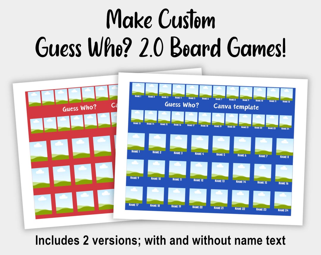 Guess Who Canva Templates, Make Your Own Custom Printable 2.0 Game ...