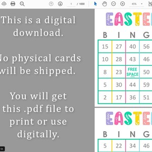 1000 Easter Bingo Cards Large Print Pdf Download, 1, 2, and 4 per Page ...