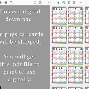 600 Bingo Cards Pdf Download, 1, 2, 4, and 6 per Page, Instant ...