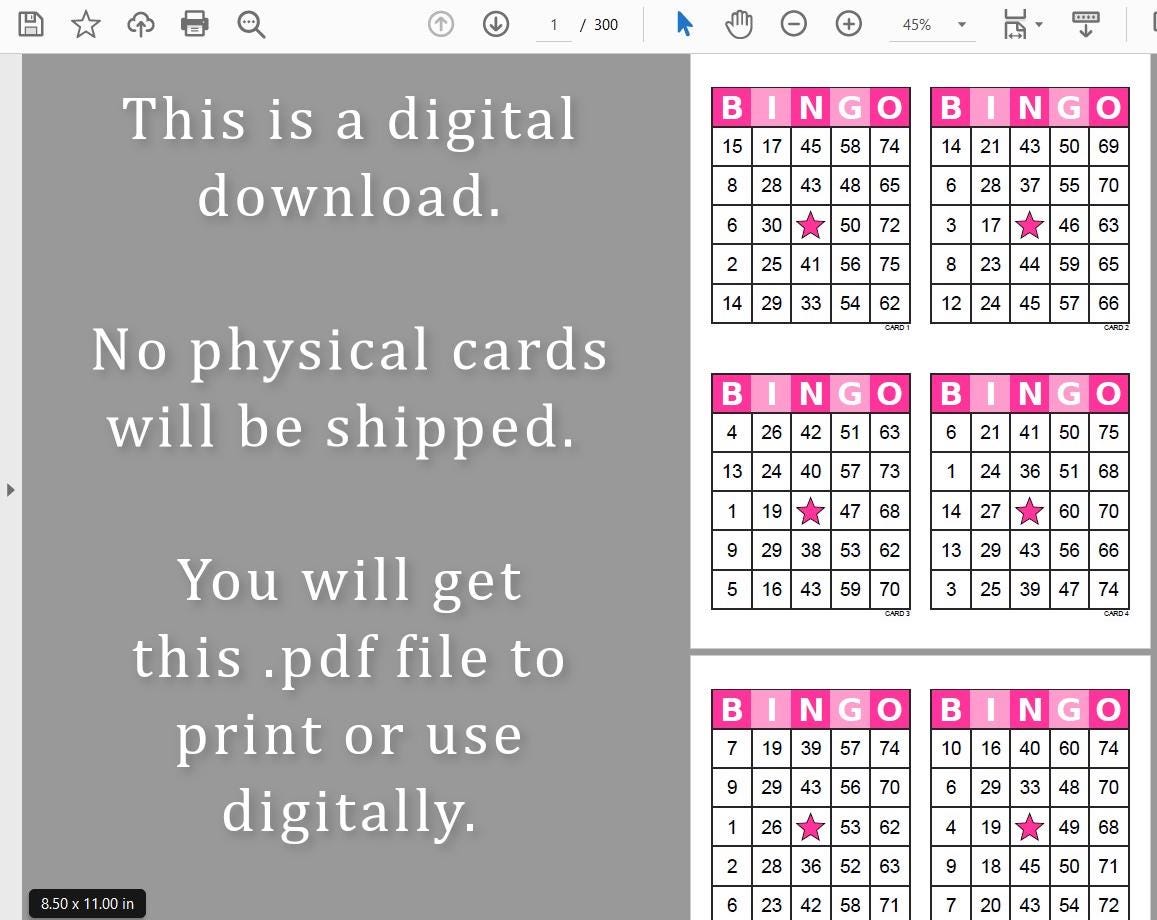 1200 Bingo Cards Pdf Download, 1, 2, 4, and 6 per Page, Instant ...