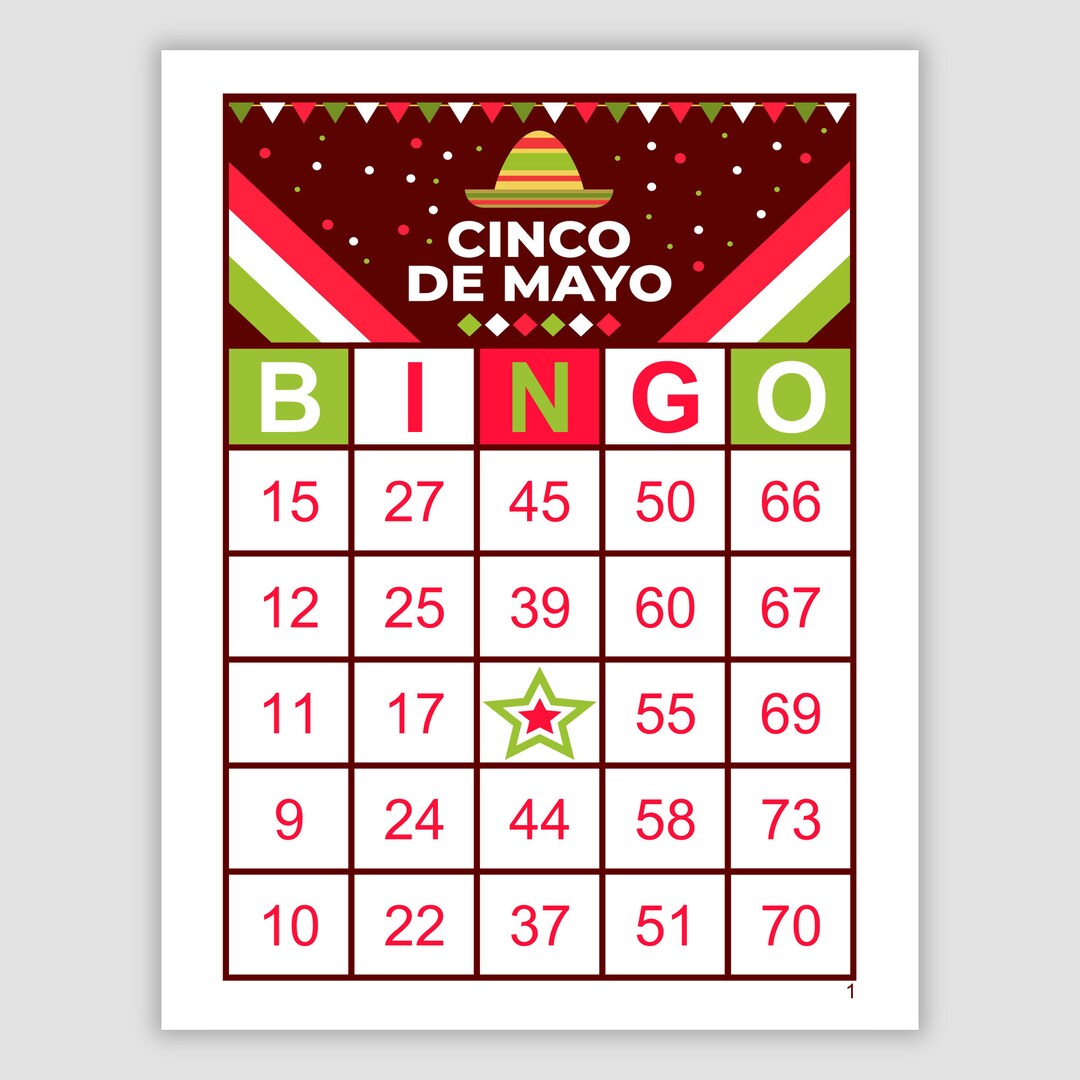 200 Cinco De Mayo Bingo Cards, Pdf Download, 1, 2, and 4 per Page, 75 ...