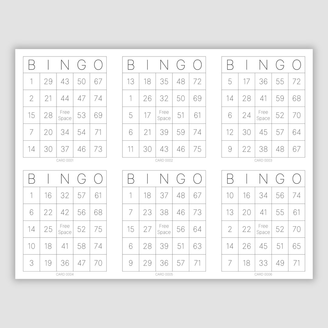 3000 Bingo Cards Pdf Download, 1, 2, 4, and 6 per Page, Ink Saving ...