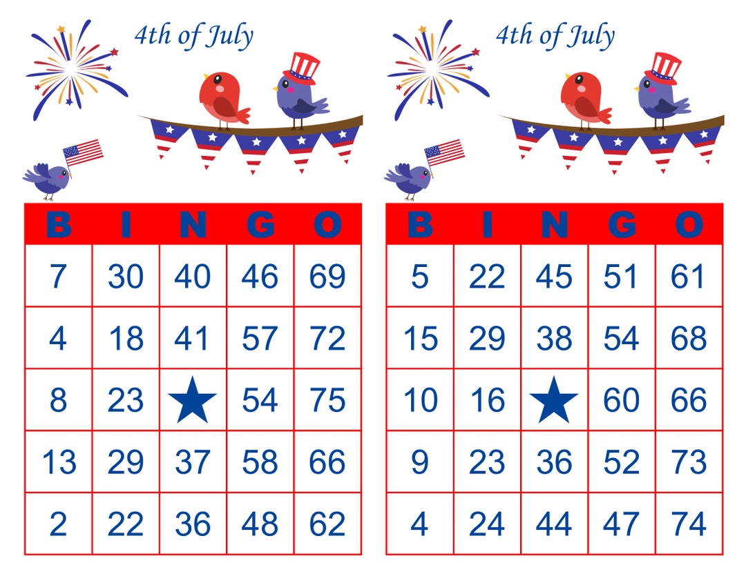 Fourth of July Bingo Cards, 1000 Cards, 2 per Page, Instant Pdf ...