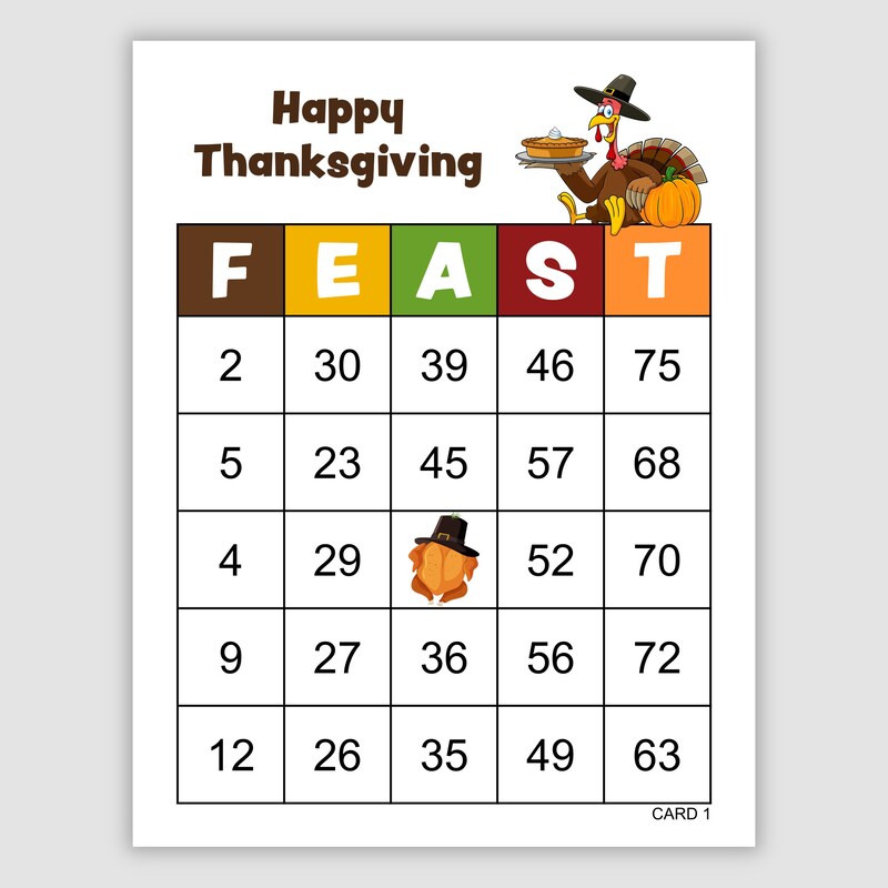 Thanksgiving Bingo - Etsy