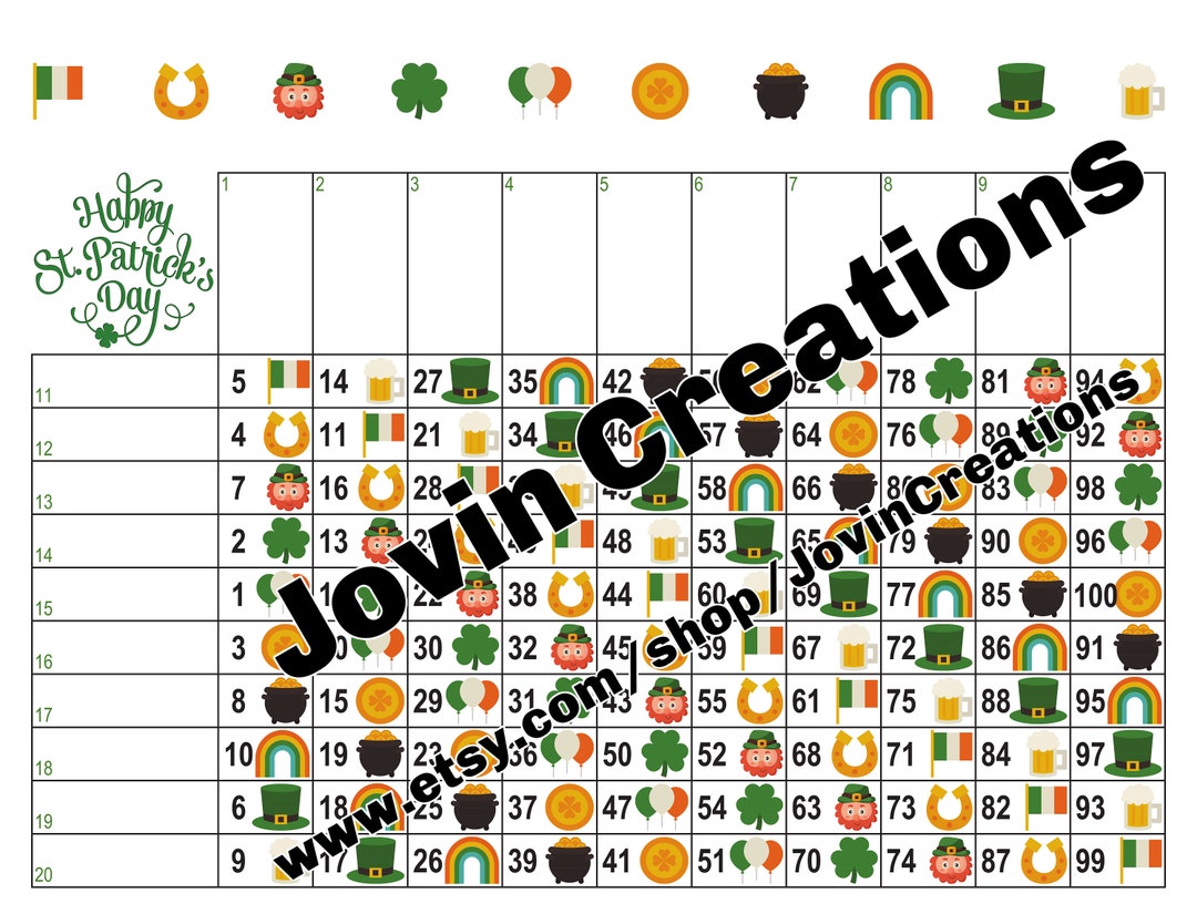 2 St. Patrick's Day Bingo Boards Plus 1 Blank, 20 Line, 100 Call ...