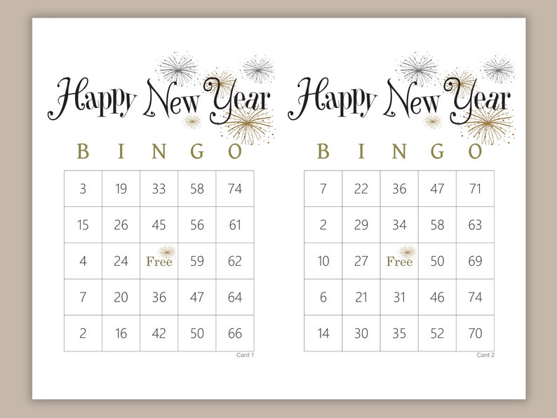 200 Happy New Year Bingo Cards Pdf Download Prints 4 per - Etsy