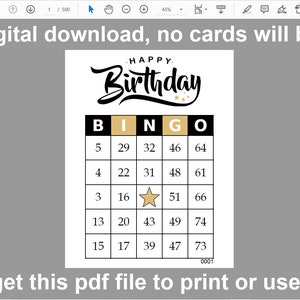 500 Birthday Bingo Cards Pdf Download, 1 and 2 per Page, Instant ...
