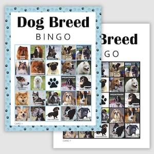 25 Dog Breed Bingo Cards Pdf Download, 1 and 2 per Page, Instant ...