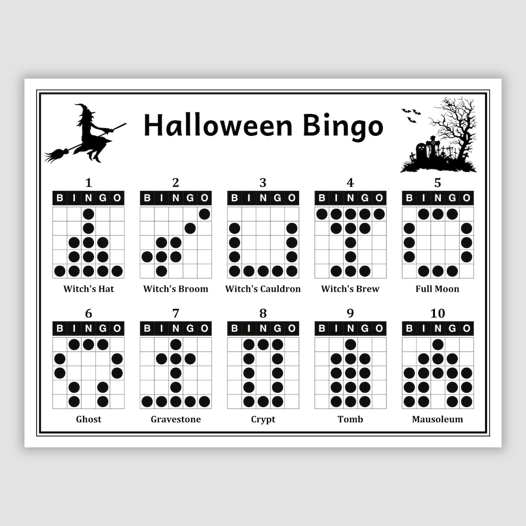 10 Game Halloween Bingo Patterns Program Flyer, Bingo Patterns ...