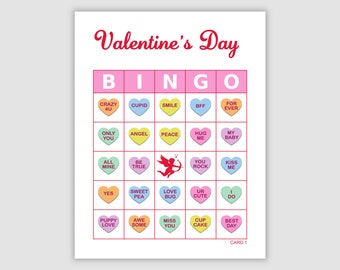 1000 Valentine's Day Bingo Cards Pdf Download, 1, 2, and 4 per Page ...