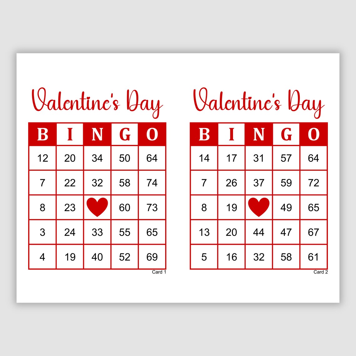 500 Valentine's Day Bingo Cards Pdf Download, 1, 2, and 4 per Page ...