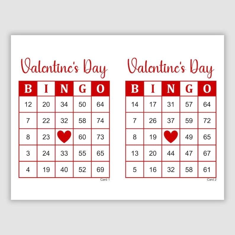 500 Valentine's Day Bingo Cards Pdf Download, 1, 2, and 4 per Page ...