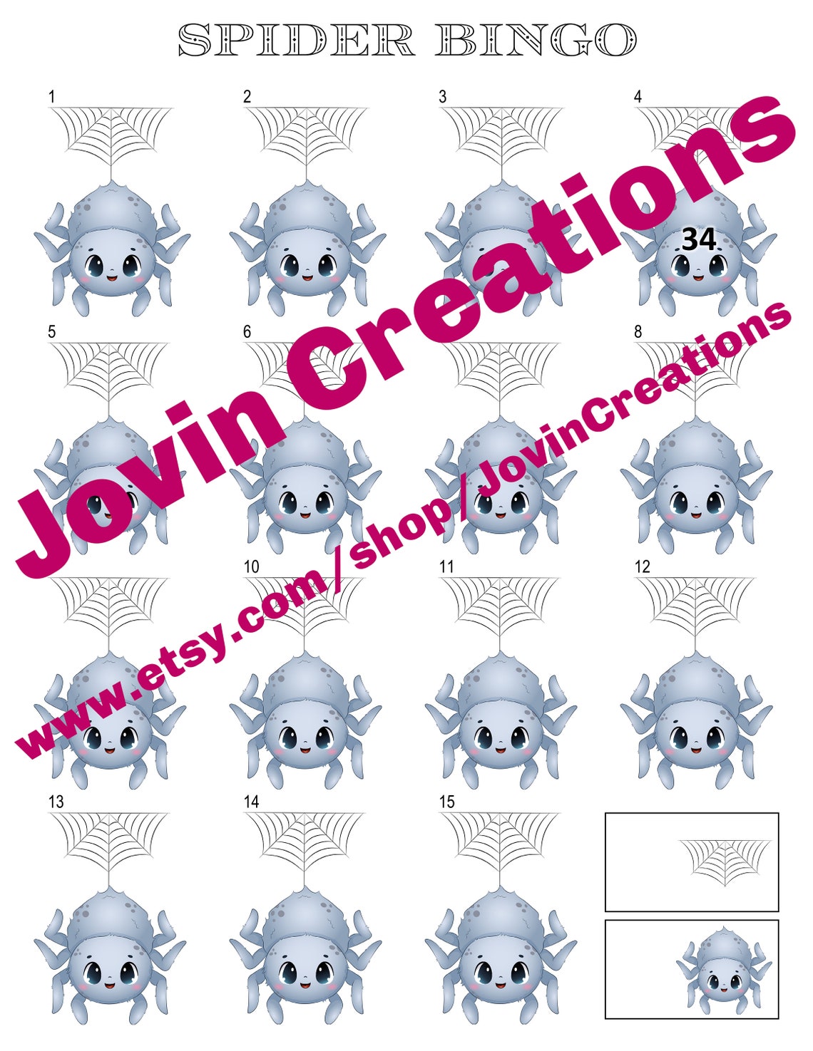 2 Spider Bingo Boards Plus 1 Blank 15 Line 75 Call Instant - Etsy