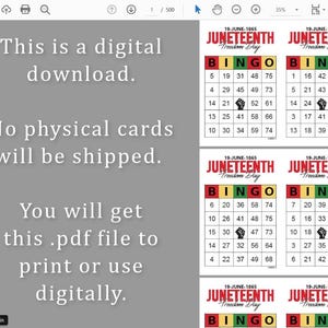1000 Juneteenth Bingo Cards Pdf Download, 1, 2, 4, and 9 per Page ...