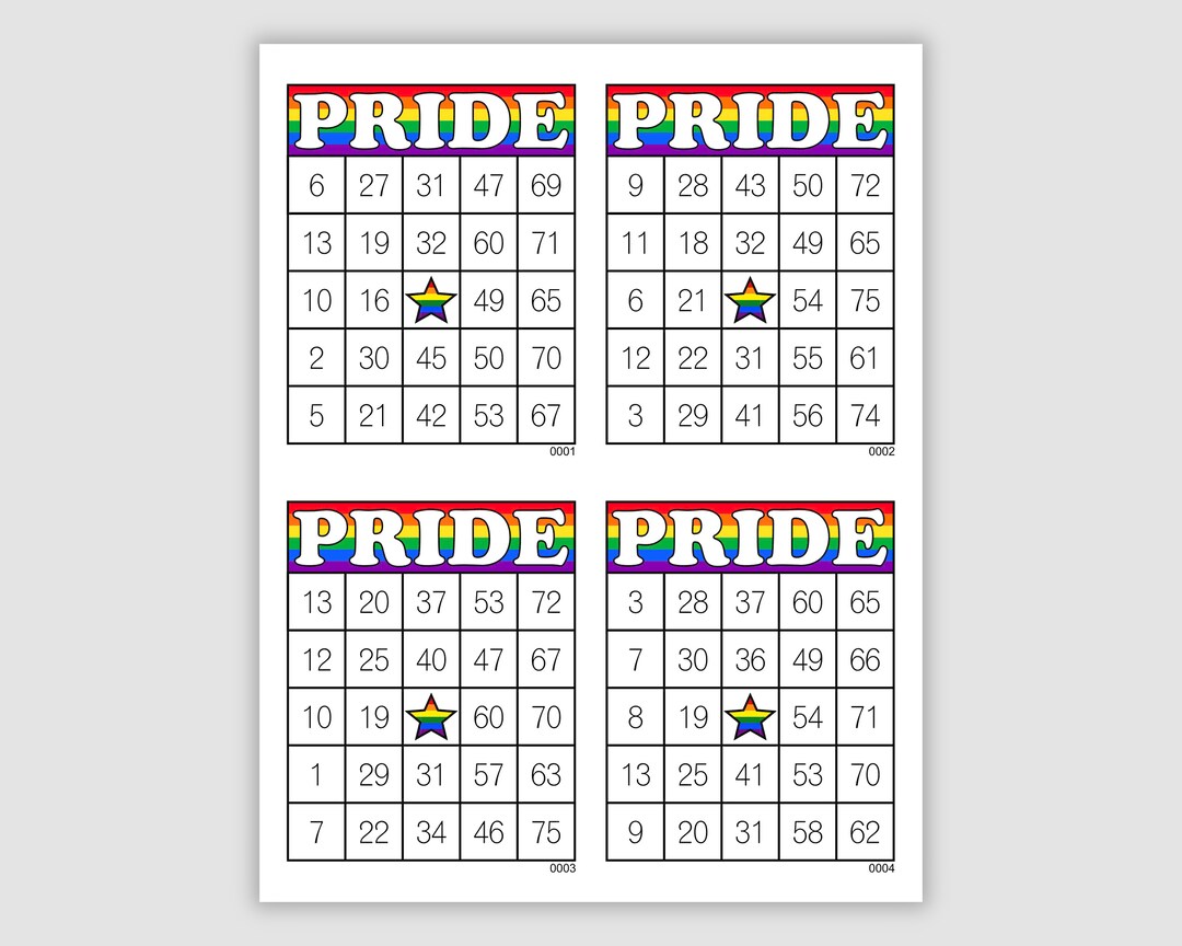 1000 Pride Bingo Cards Pdf Download, 1, 2, and 4 per Page, Instant ...