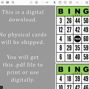 1400 Jumbo Bingo Cards Pdf Download, 1 per Page, 7 Colors, Instant ...