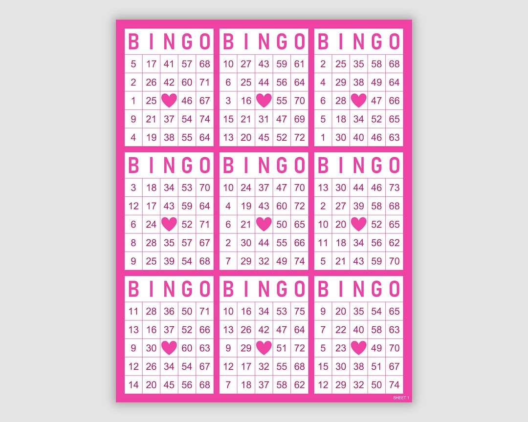 1800 Bingo Cards Pdf Download, 9 per Page, Instant Printable Bingo ...