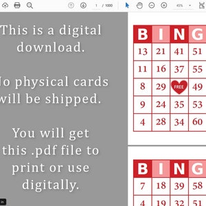 1000 Valentine’s Day Bingo Cards Pdf Download, 1, 2, 4 per Page ...